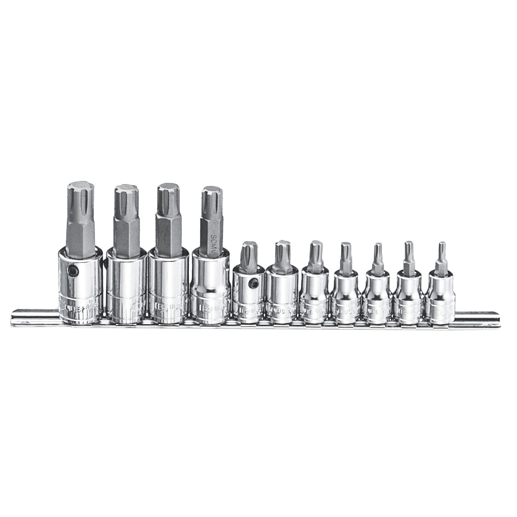 Genius Tools 11 Piece 3/8" & 1/2" Dr. Ribe Bit Socket Set - BS-3411S ...