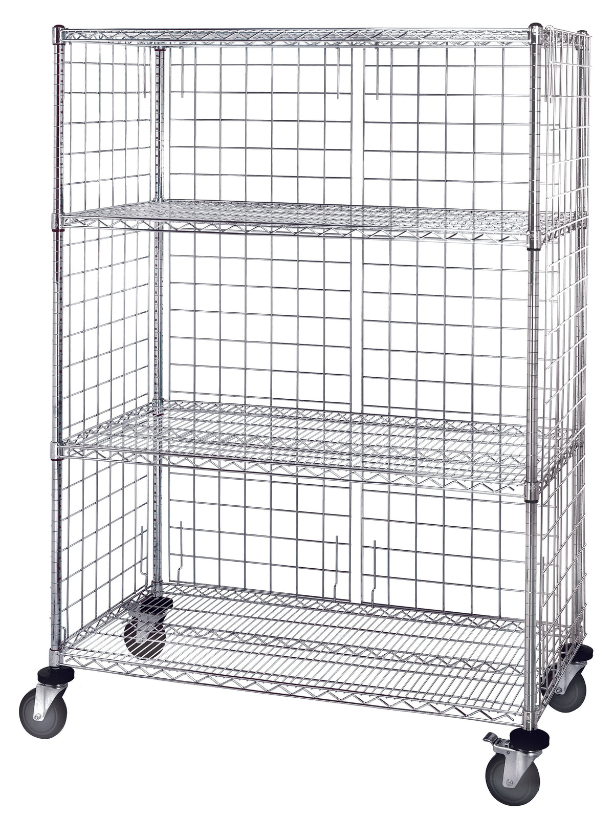 Quantum M Stem Caster Cart, 5 Wire Shelves, Enclosure Panels, Green ...