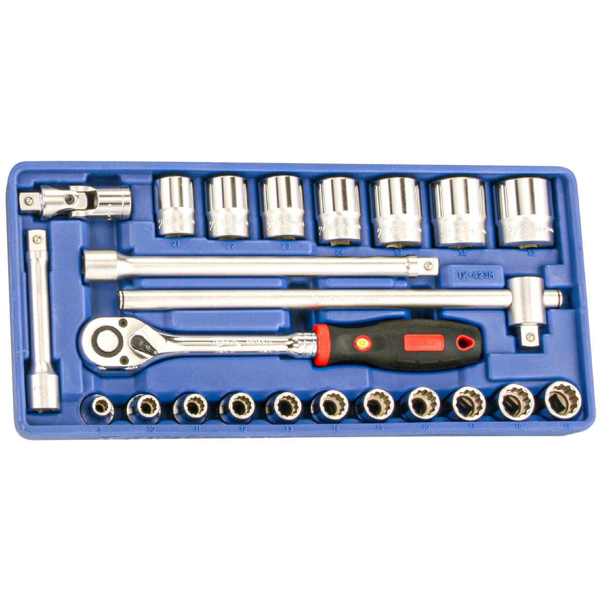 Genius Tools 23 Piece 1/2" Dr. SAE Hand Socket Set - TW-423S ...