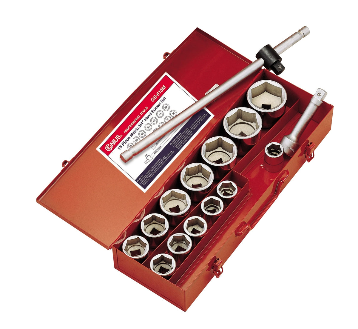 Genius Tools 15 Piece 3/4" Dr. Metric Hand Socket Set (CR-Mo) - GS-615 ...