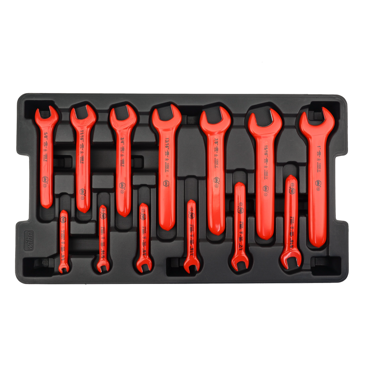 Wiha 20194 13 Piece Insulated Open End Wrench Tray Set - SAE ...